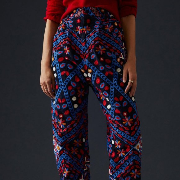 FARM Rio | Pants & Jumpsuits | Farm Rio Curduroy Embroidered Pants Xs ...